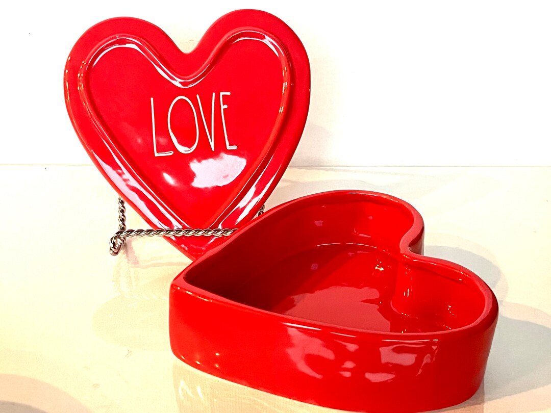 Rae Dunn LOVE Ceramic Heart Trinket Dish With Lid - Etsy