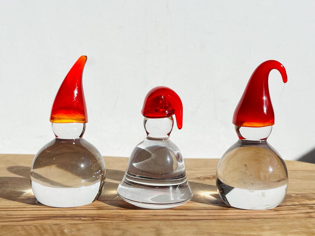 Hadeland Hand Blown Glass Christmas Figurines From Norway - Snowmen ...