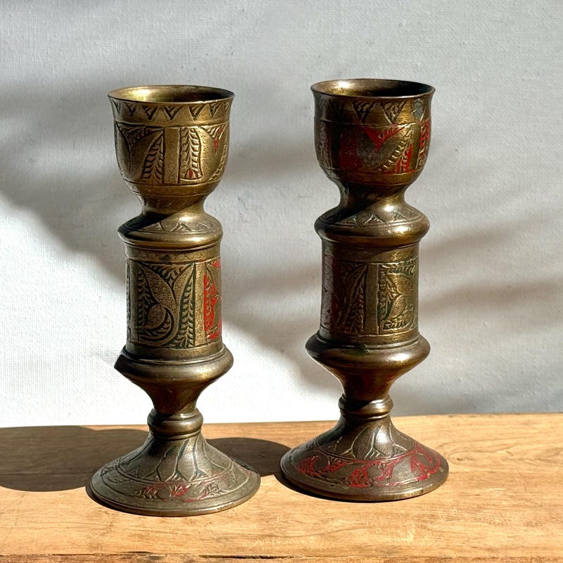 Floral Brass Candlestick - Etsy
