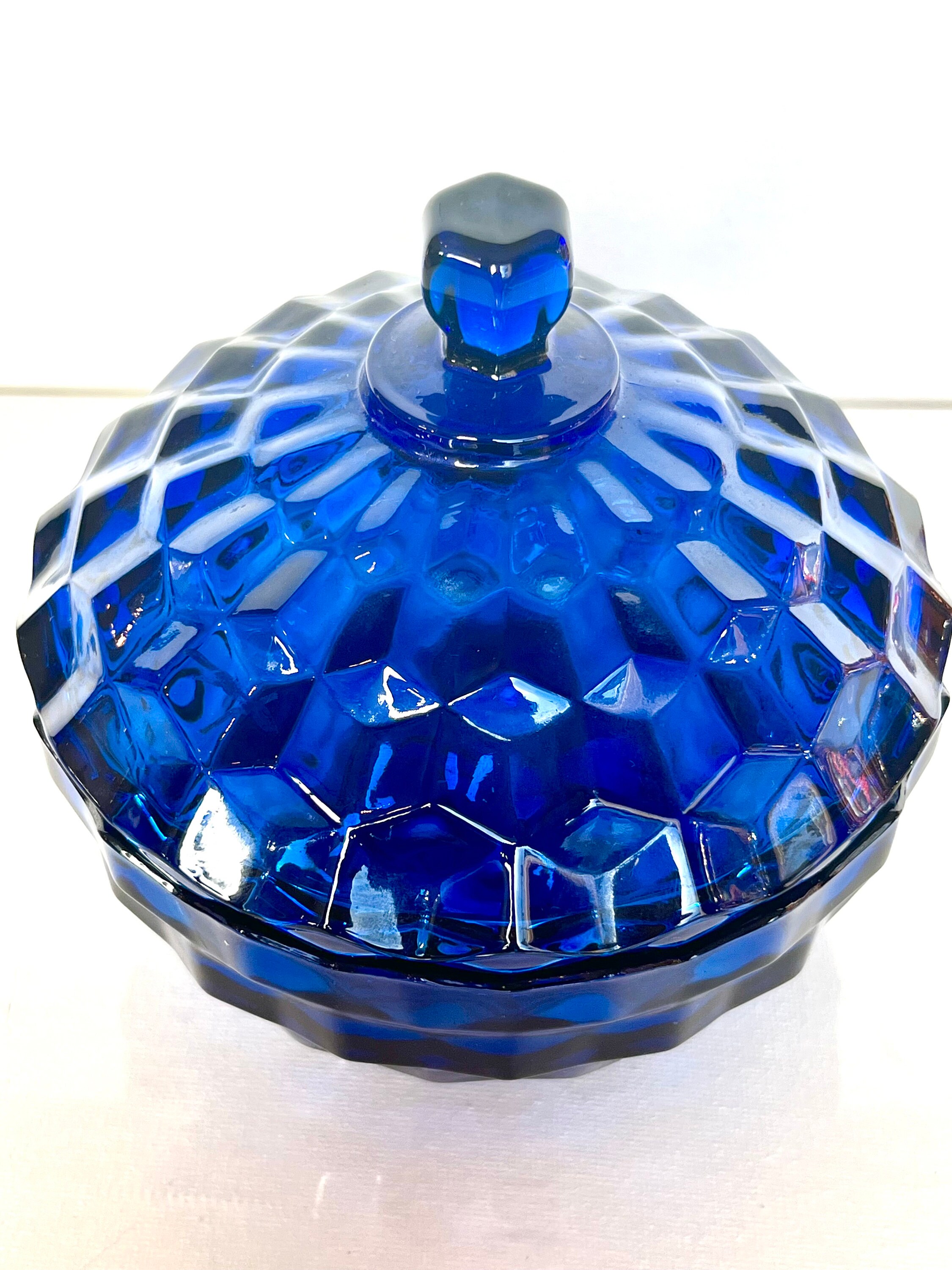 Vintage Indiana Glass Whitehall Pattern Cobalt Blue Color Candy Bowl ...
