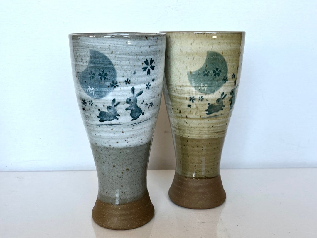 Adorable Vintage Japanese Beer Mugs /cups bunny, Moon and Flowers ...
