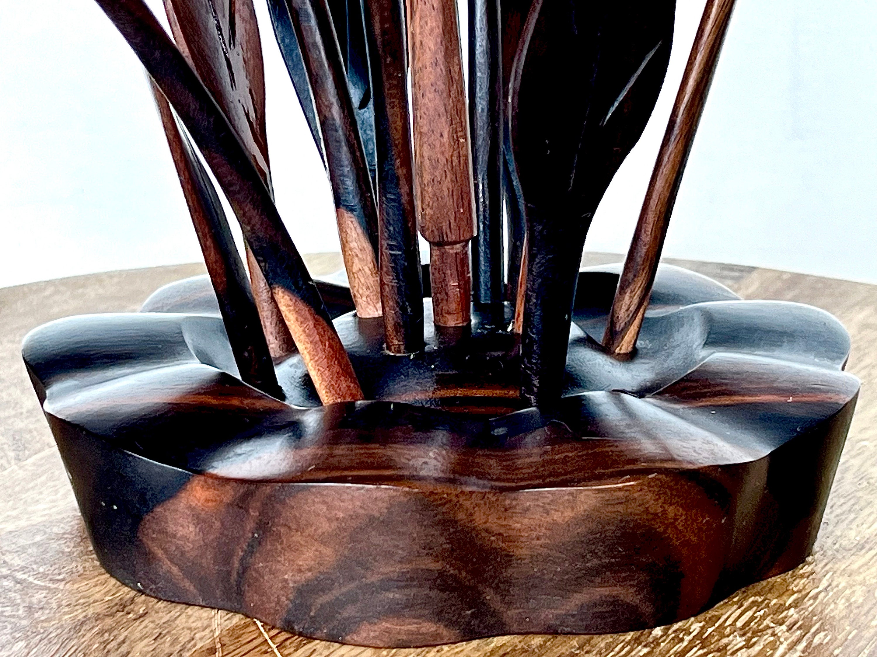 Vintage MCM Wood Flower Arrangement Sculpture Anthurium Mid Century ...