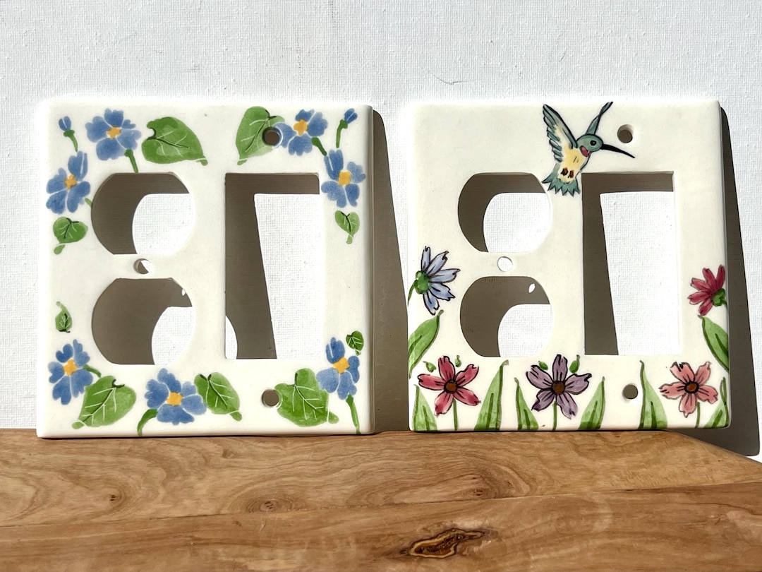 Hand Painted Ceramic Reeve Tile Switch and Outlet Plate Covers in ...