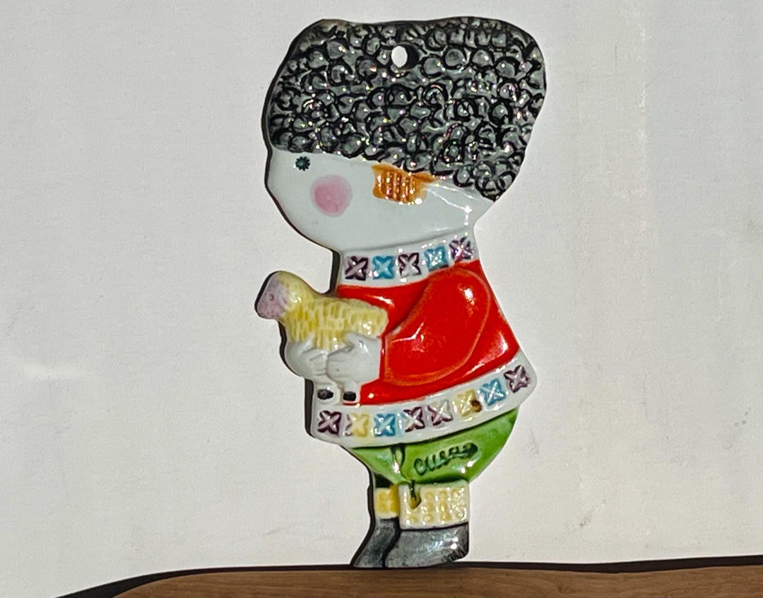 Vintage Gensini Ceramiche Italy Art Pottery Plaque Wall Boy Holding ...