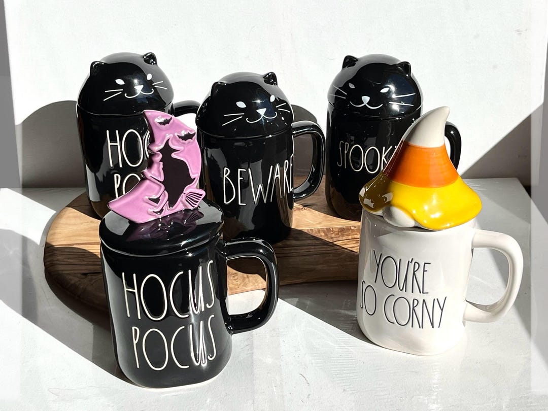 Rae Dunn Halloween Mugs With Lid / Topper- New Condition - Corny ...