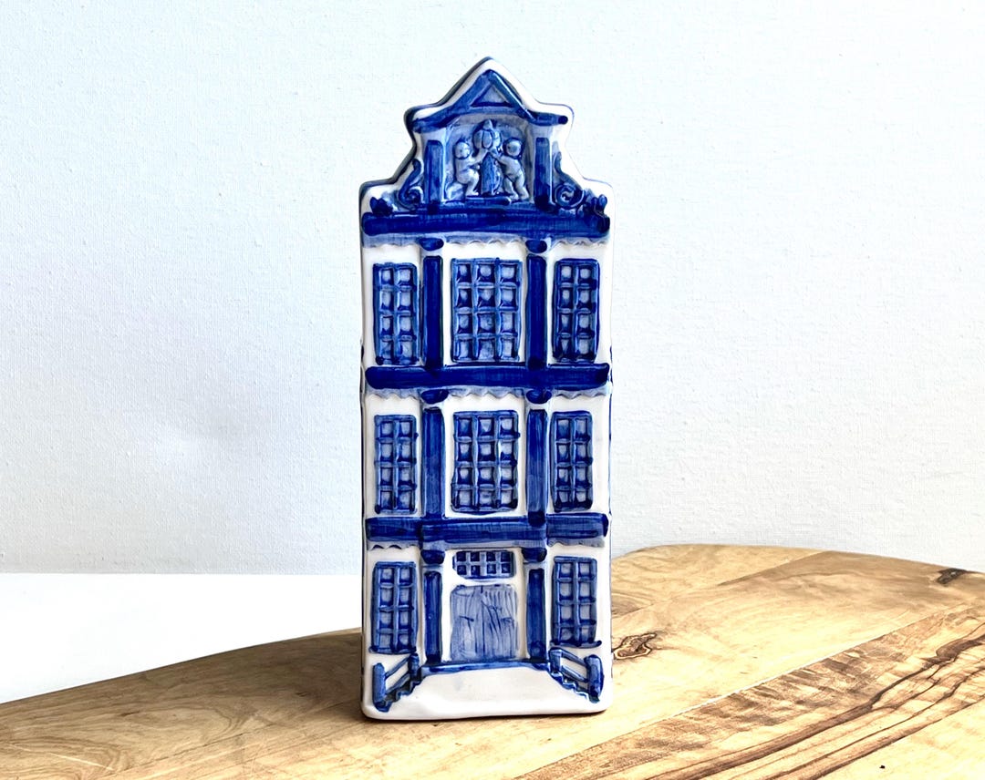Delft Blue Amsterdam Canal House Collectible Ceramic Coin Bank Figurine ...