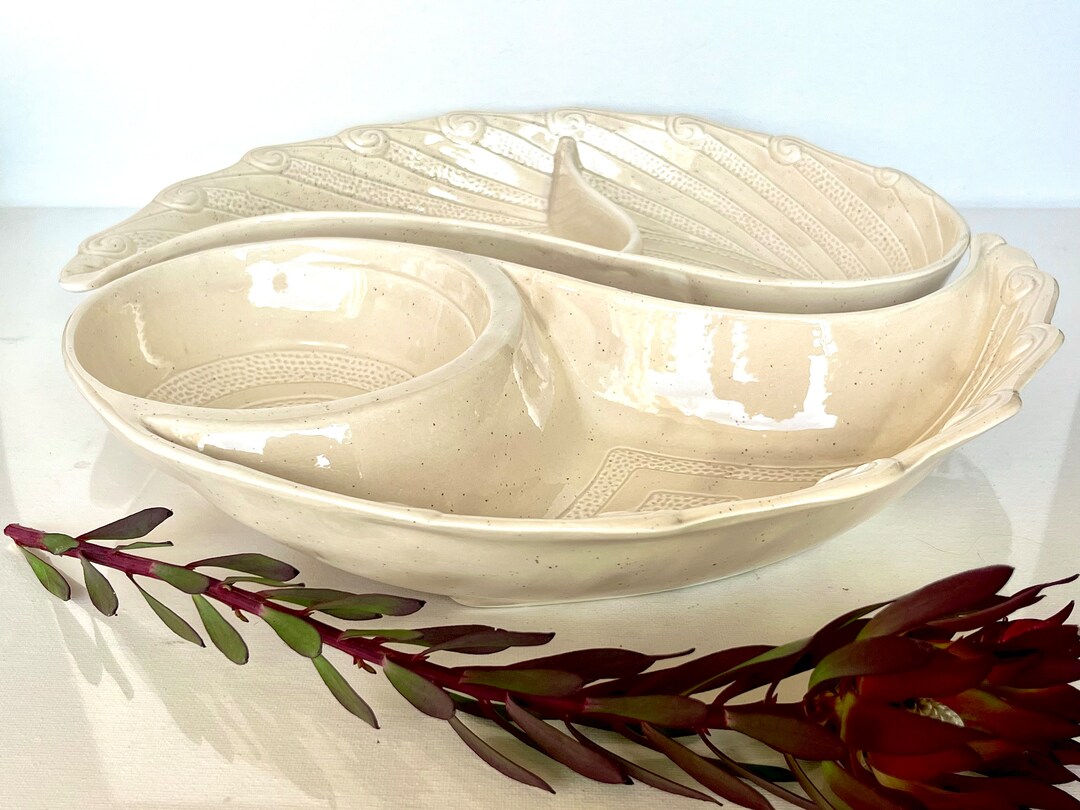 Mid-century California Pottery Large 2 Piece Atomic Sectioned Serving ...