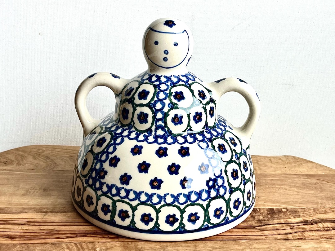 Boleslawiec Polish Pottery Dome Lady Cheese Keeper Handmade Poland- NO ...