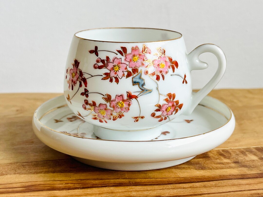 Xiù Shān Geisha Lithophane Porcelain Cup With Saucer Cherry Blossom ...
