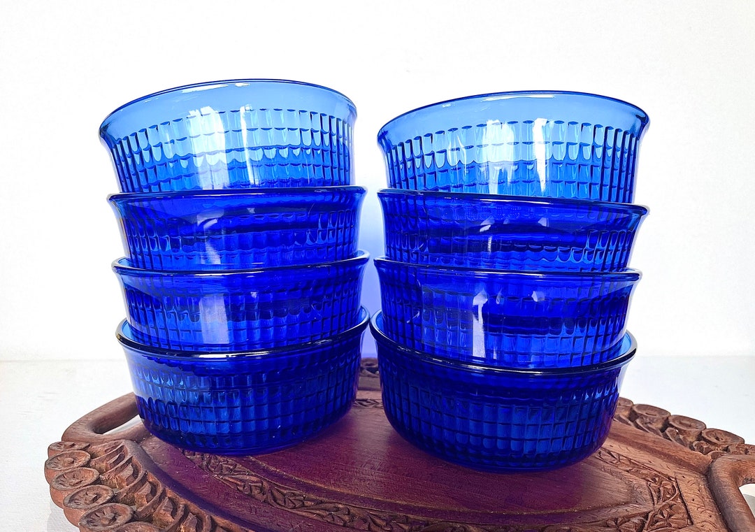 Set of 4 Vintage Cobalt Blue Glass Bowls, Forte Crisa Blue Bowls ...