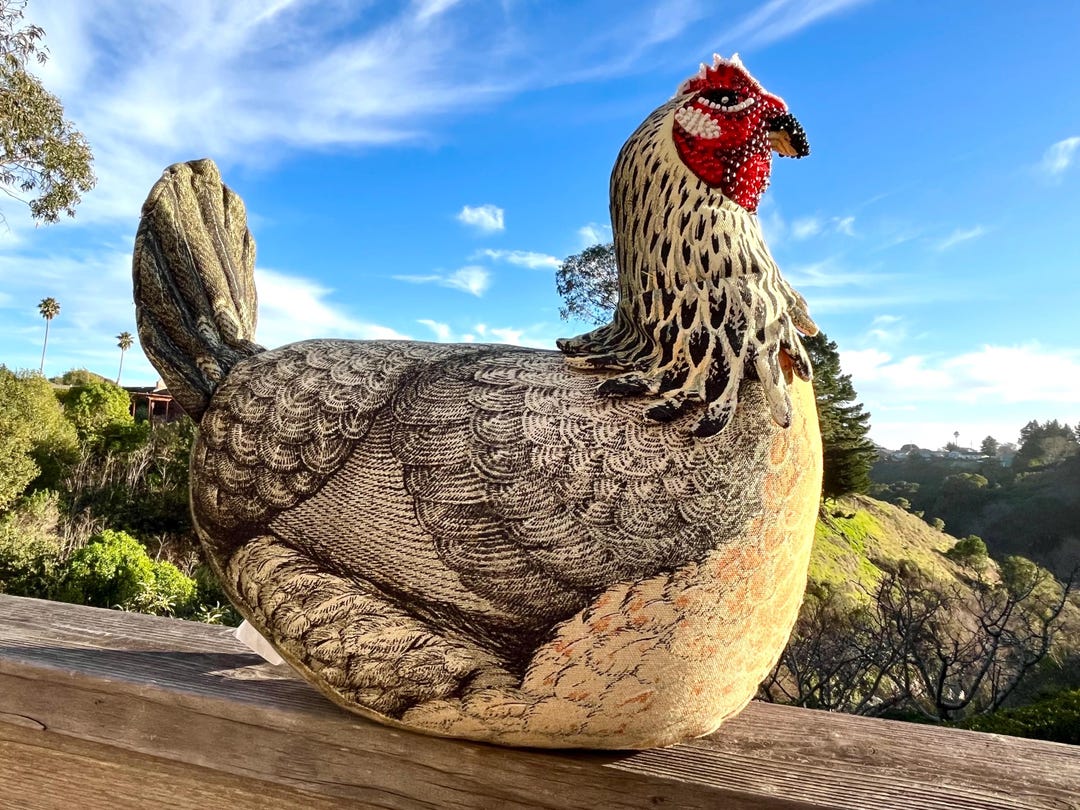 Beaded Chicken Novelty Plush Pillow - John Derian 2024 Large 14” X 13 ...