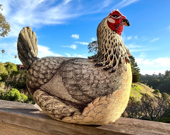 Beaded Chicken Novelty Plush Pillow - John Derian 2024 Large 14” X 13 ...