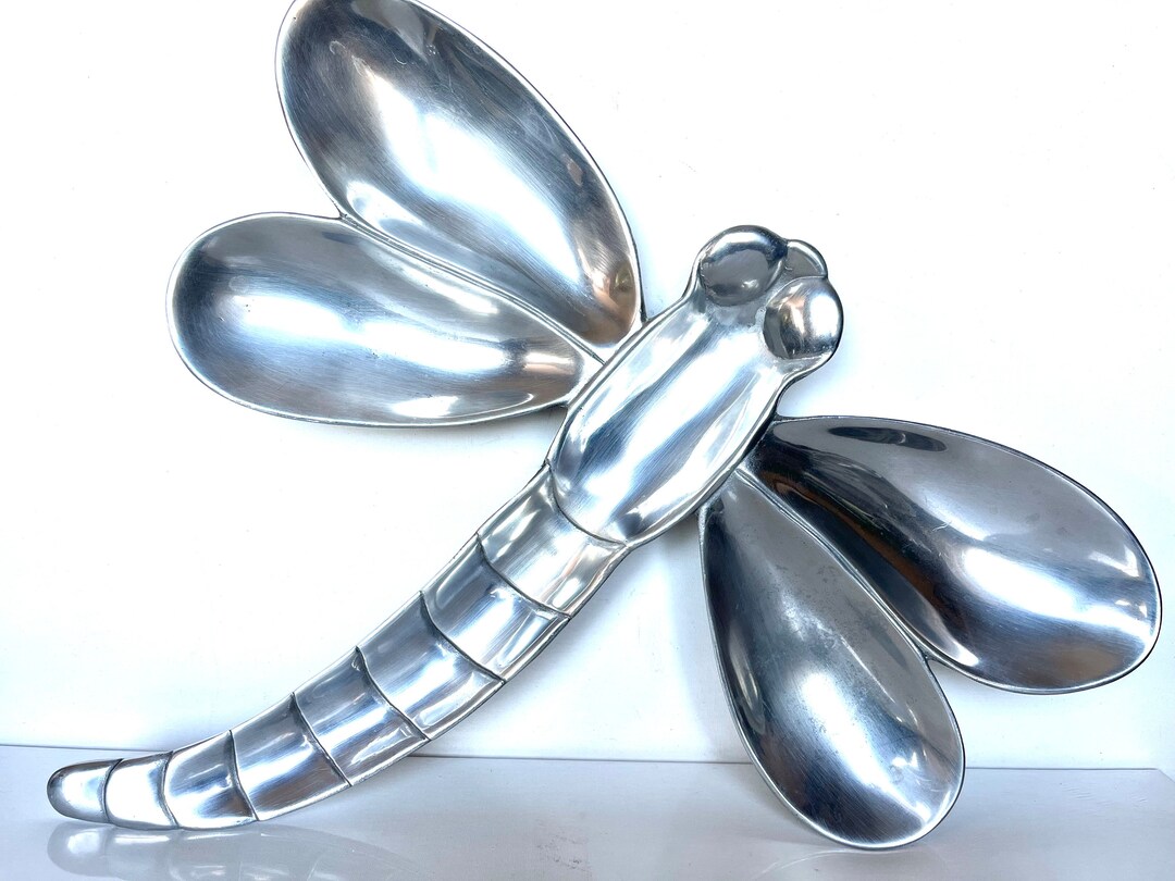 Vintage Silver Metal Dragonfly Serving Platter by Mariposa Large 16” - Etsy