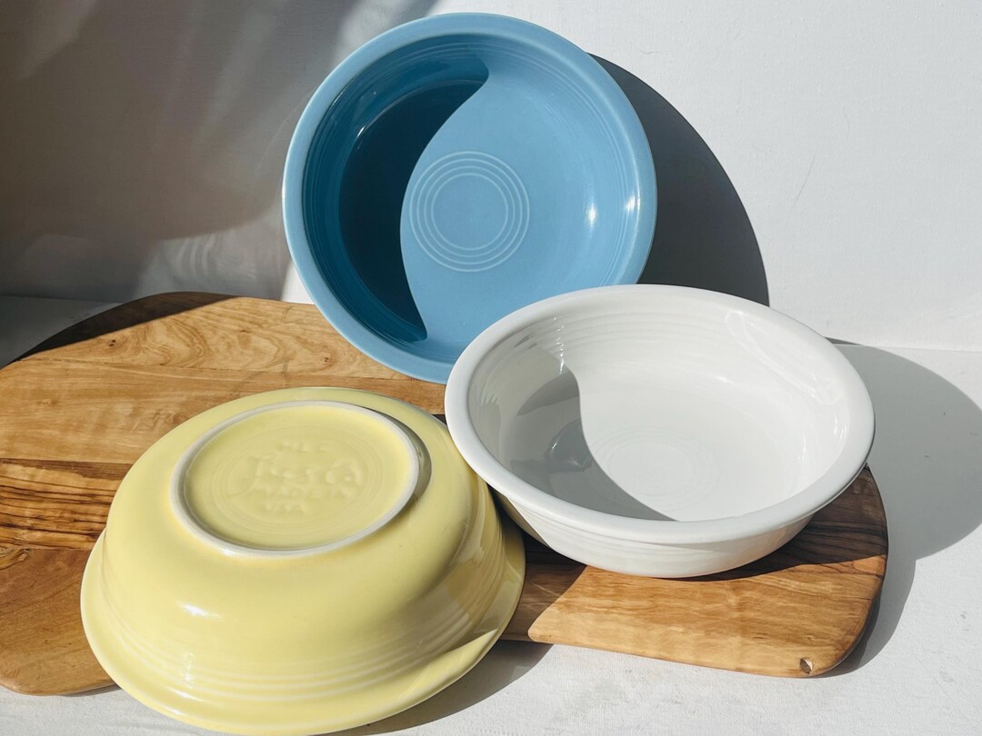 Vintage Set of 3 HLC USA Fiestaware Multi-color 7” Rings Cereal Soup ...