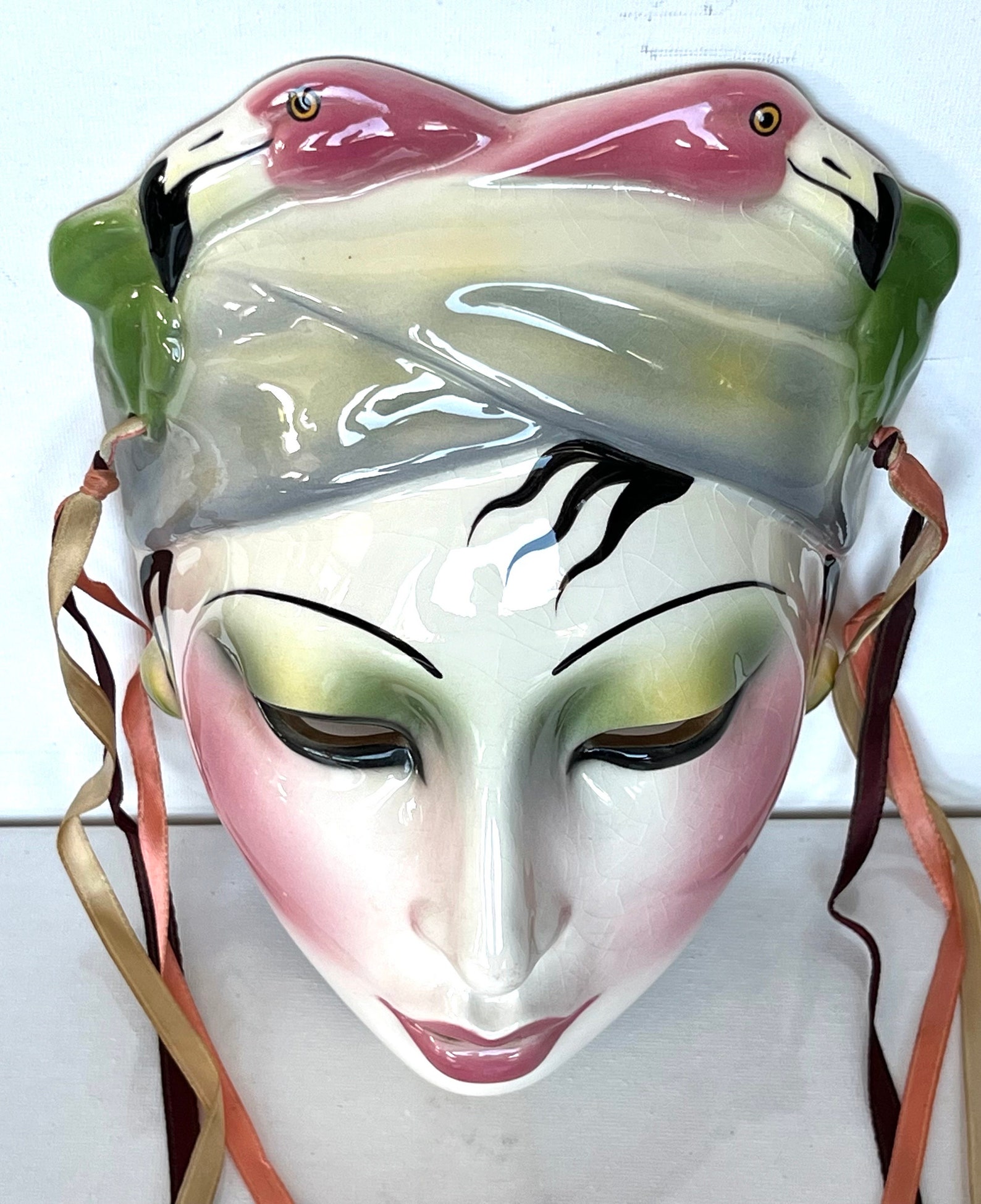 Claudia Cohen Flamingo Dancer Vintage Mask Clay Art About Face San ...