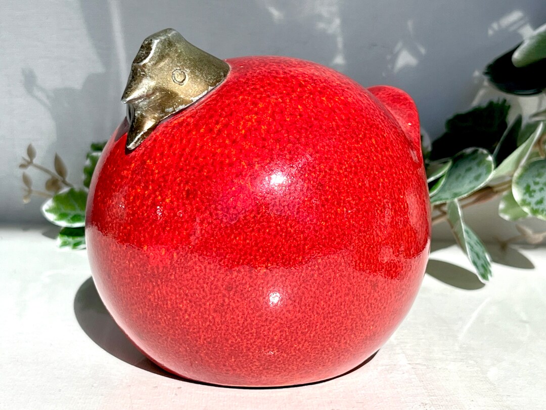 Vintage Red Glazed Ceramic Chicken/brass Colored Head Figurine 4.5” - Etsy