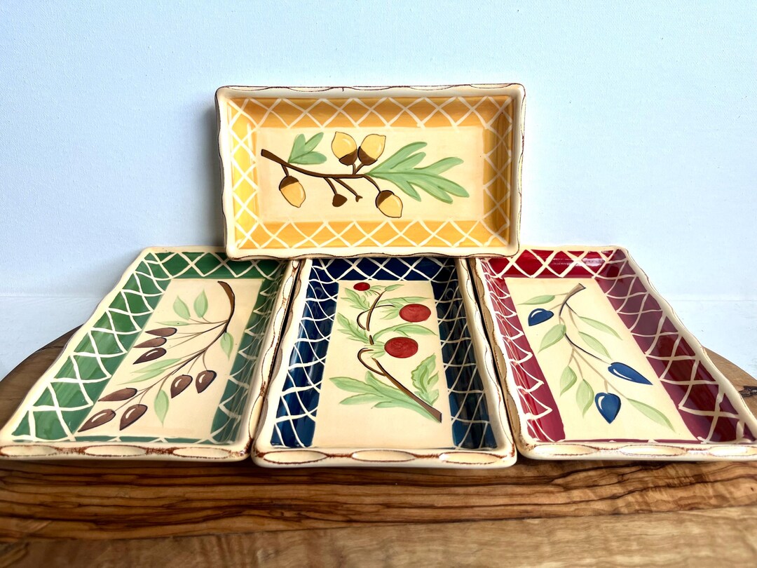 Debby Segura Designs “lucia” Pattern Signature Rectangular Plates Acorn ...
