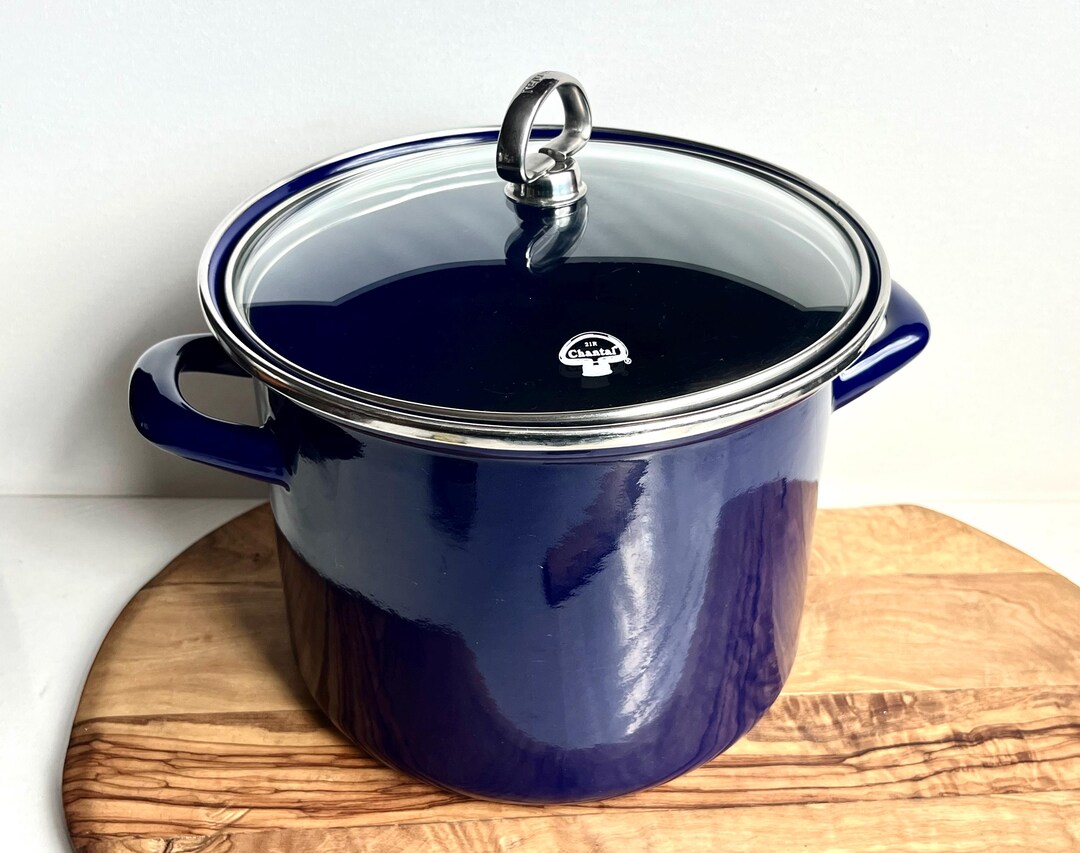 Chantal 21R Cobalt Blue Enamel Stock Pot With Glass Lid 6qt Excellent ...