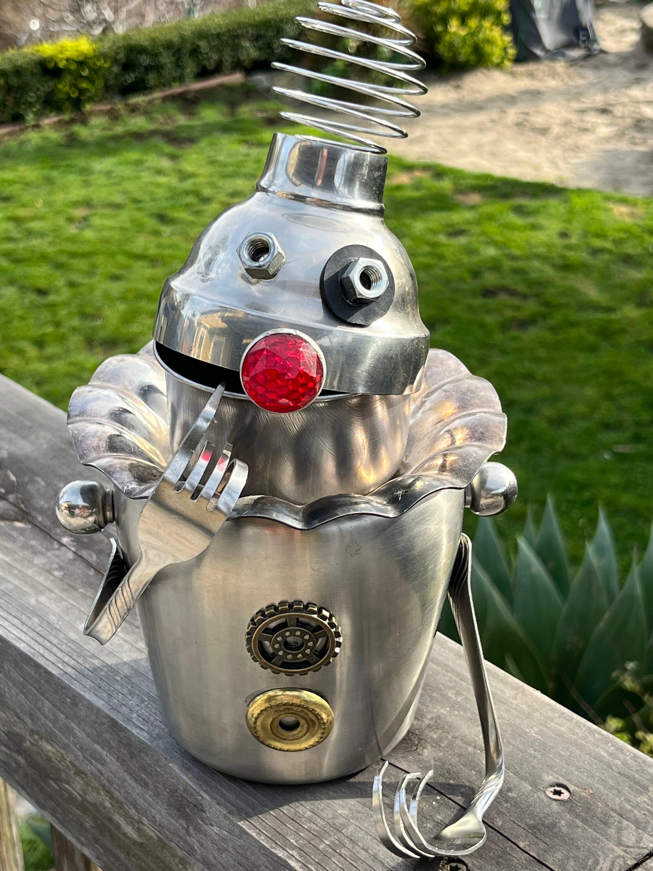 Whimsical Clown / Robot Art Sculpture Recycled Art Found Art Steampunk ...