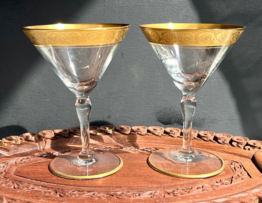 Vintage Pair Tiffin Minton Franciscan Gold Rimmed Martini, Sherry ...