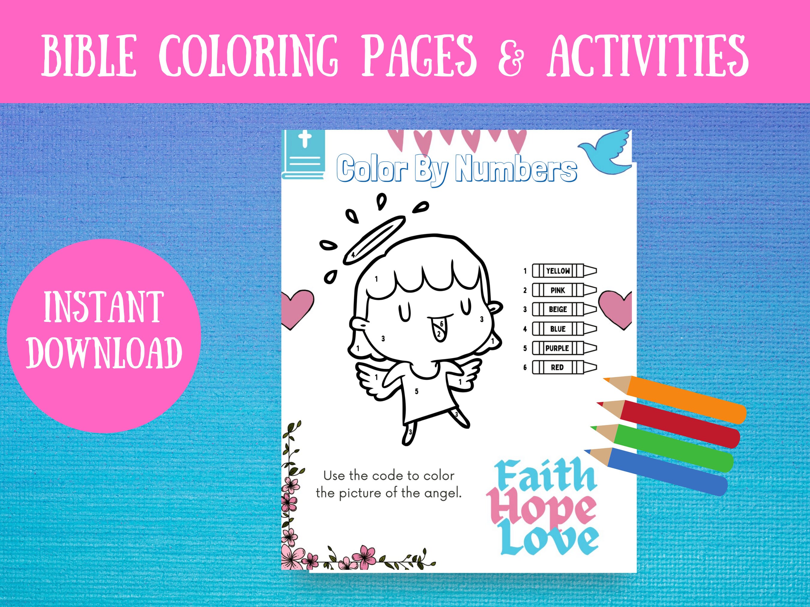 Printable Bible Activity Bundle for Kids L Bible Coloring Pages L Bible ...