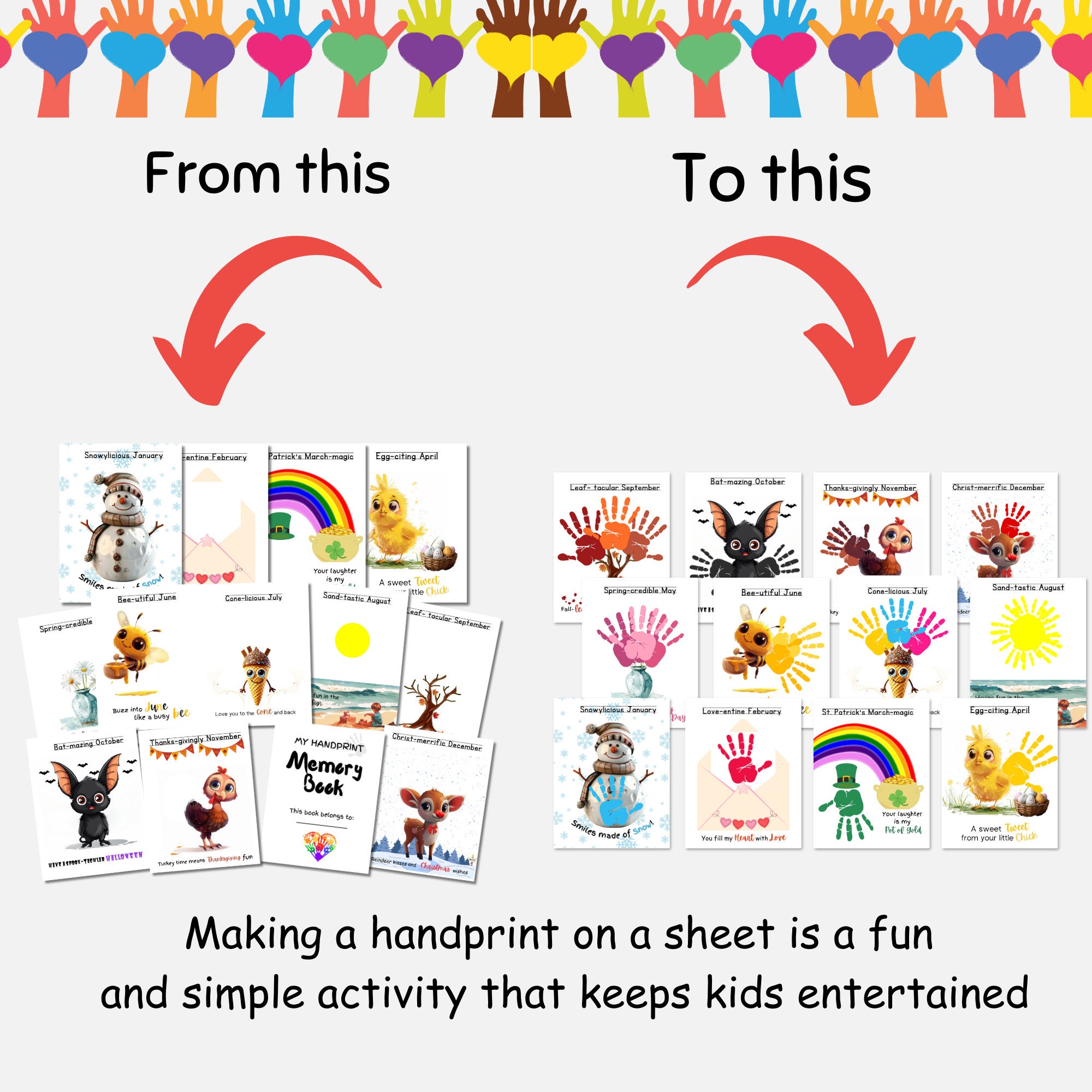 Handprint Memory Book Printable, Handprint Art, Toddler Activity ...