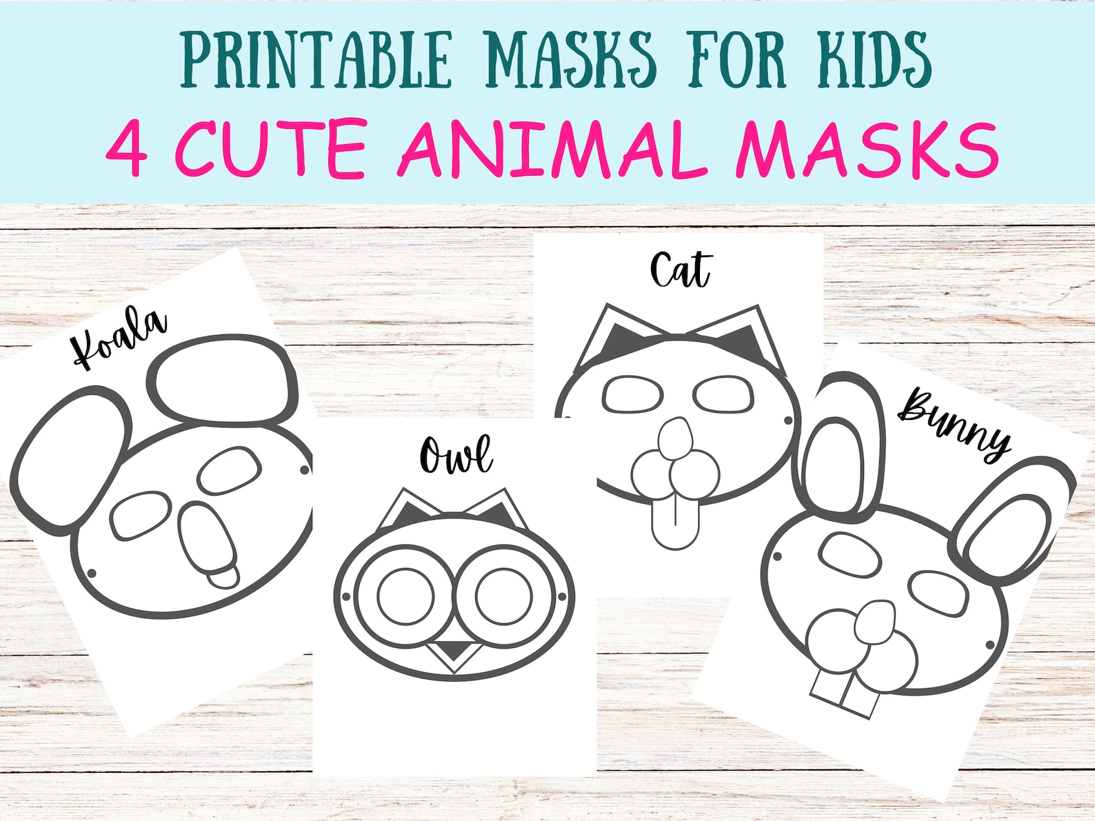 Printable Animal Masks for Kids L Zoo Animal Mask L Party Animals Paper ...