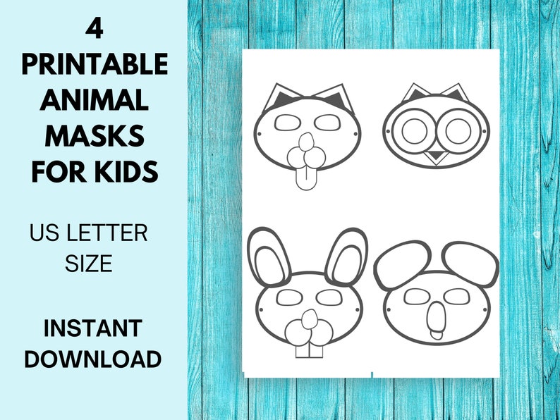 Printable Animal Masks for Kids L Zoo Animal Mask L Party Animals Paper ...