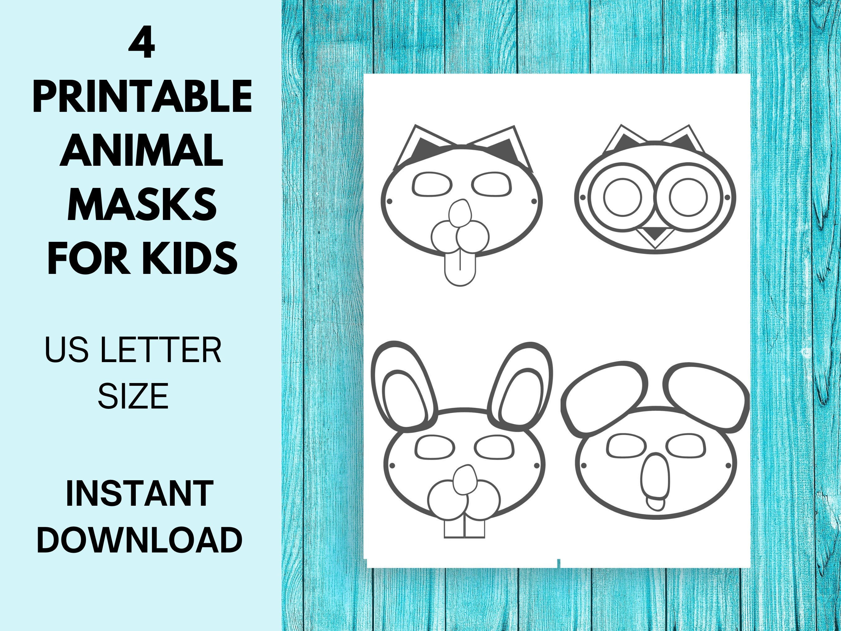 Printable Animal Masks for Kids L Zoo Animal Mask L Party Animals Paper ...