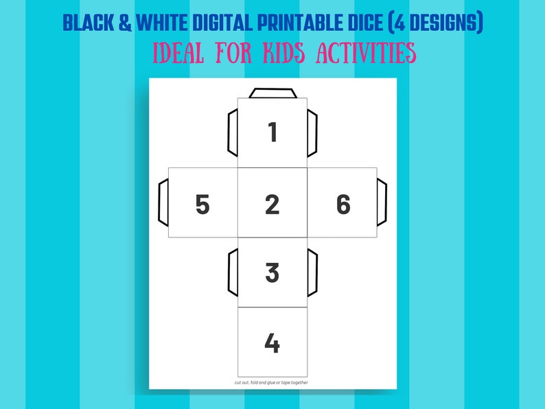 4 Printable Paper Dice Template L PDF Dice Numbers & Dots L - Etsy