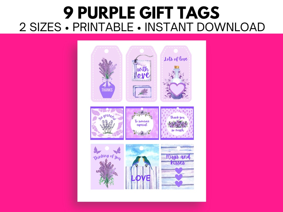 Purple Printable Gift Tags L Thank You Printable Gift Tags L Gift Tags ...
