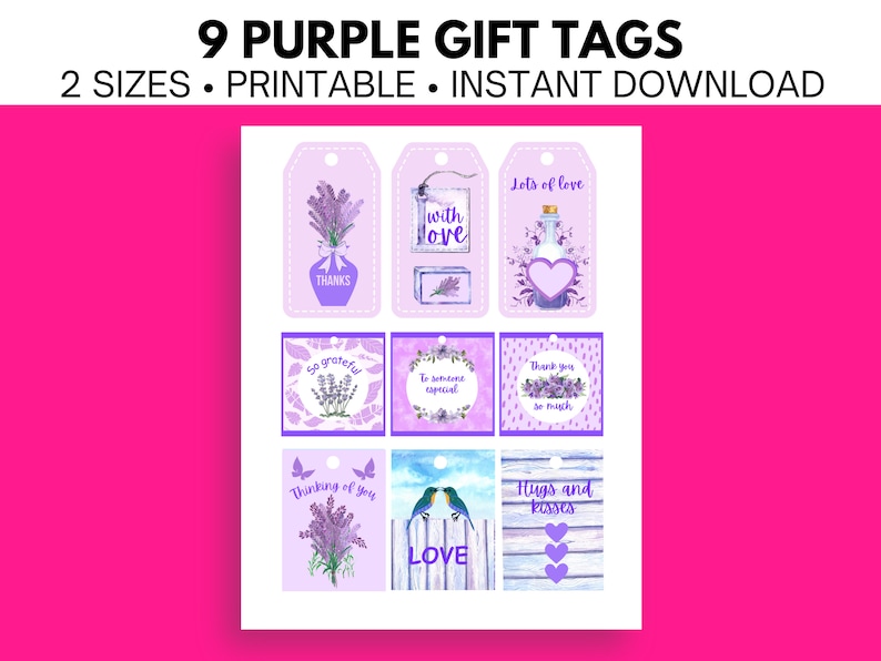 Purple Printable Gift Tags L Thank You Printable Gift Tags L Gift Tags ...