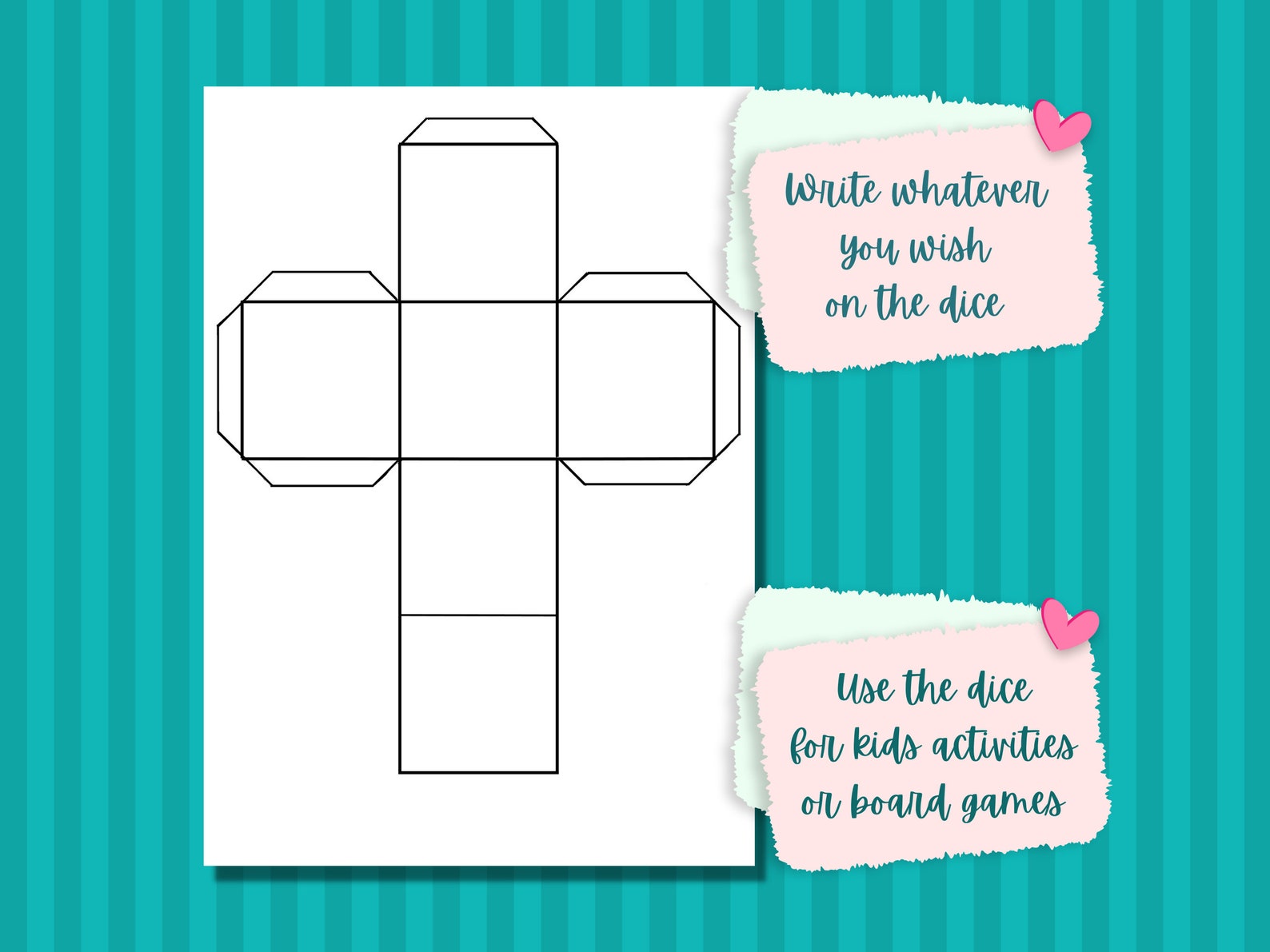 Printable Blank Paper Dice Template to Cut Out for Games L Foldable ...