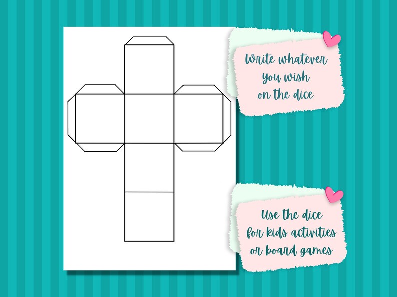 Printable Blank Paper Dice Template to Cut Out for Games L Foldable ...