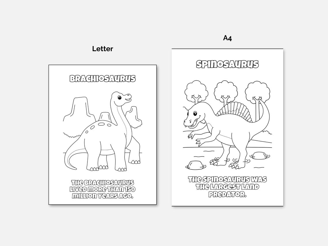 Dinosaur Coloring Page, Dinosaur Worksheets, Printable Coloring Page ...