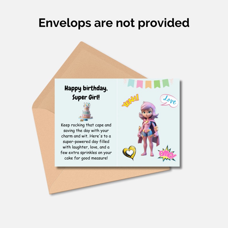 Cute Printable Superhero Happy Birthday Card for Girls, 2 Different ...
