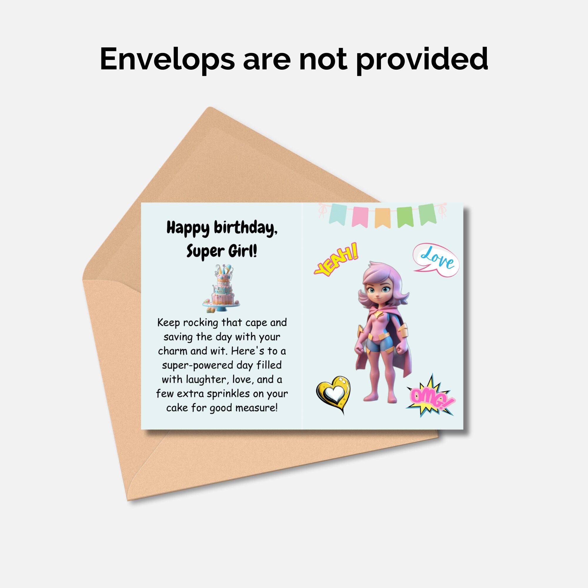 Cute Printable Superhero Happy Birthday Card for Girls, 2 Different ...