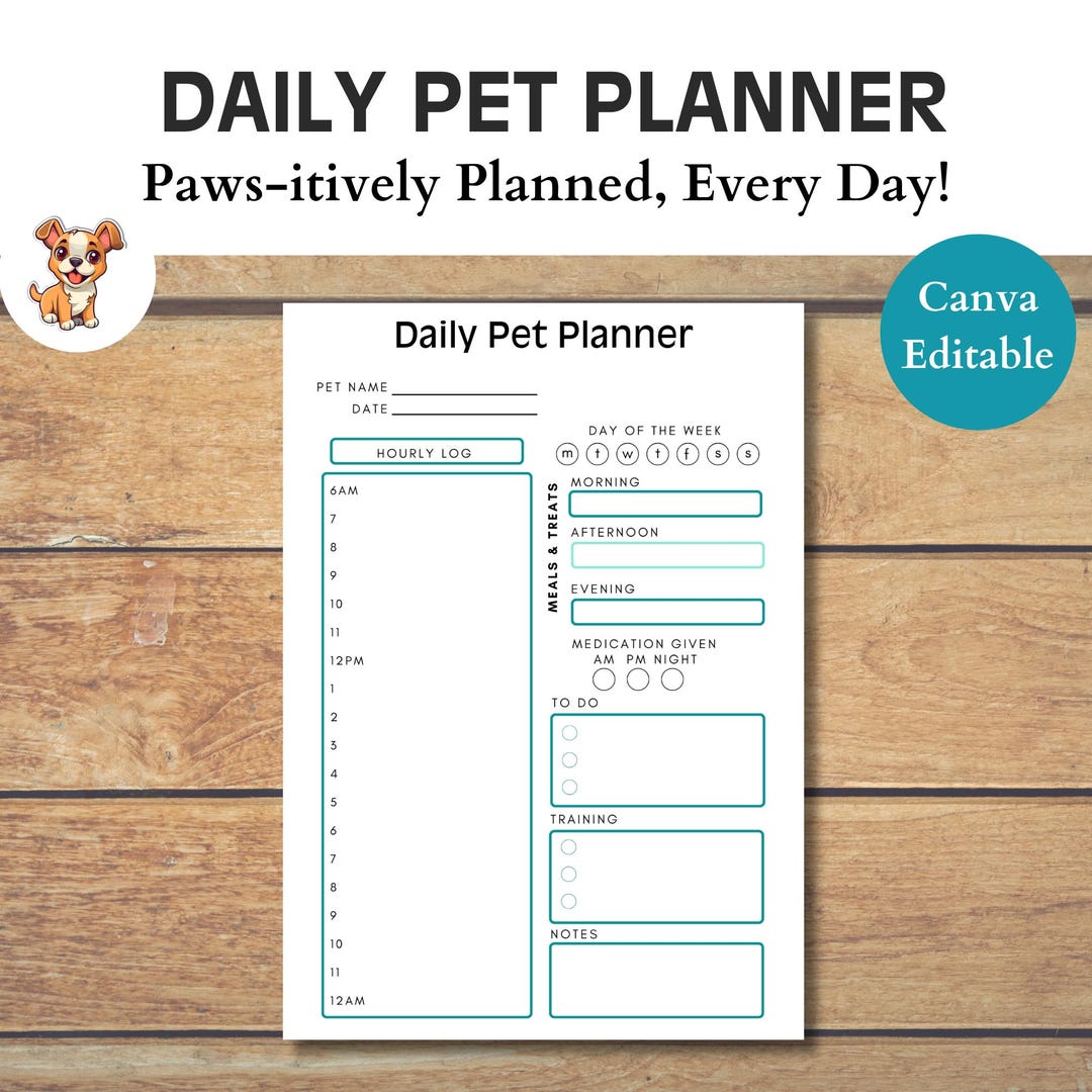Pet Care Planner, Printable Pet Planner, Pet Routine Planner, Pet ...