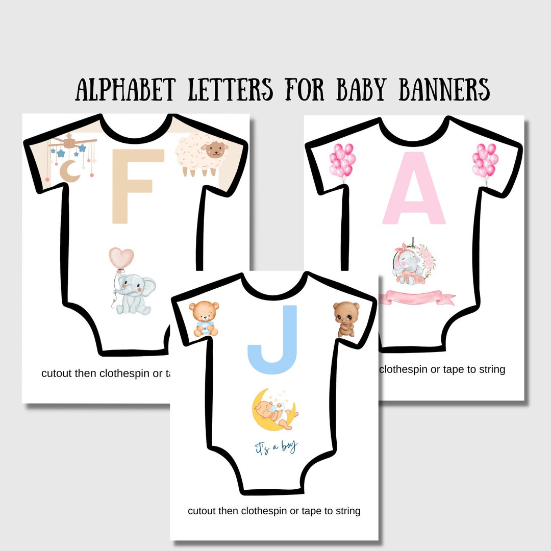 Printable A to Z Baby Bodysuit Banner Letters L Cute Printable Banner L ...