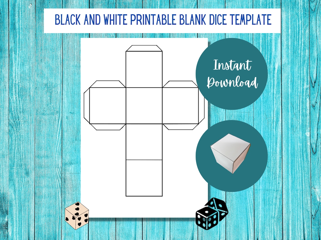 Printable Blank Paper Dice Template to Cut Out for Games L Foldable ...