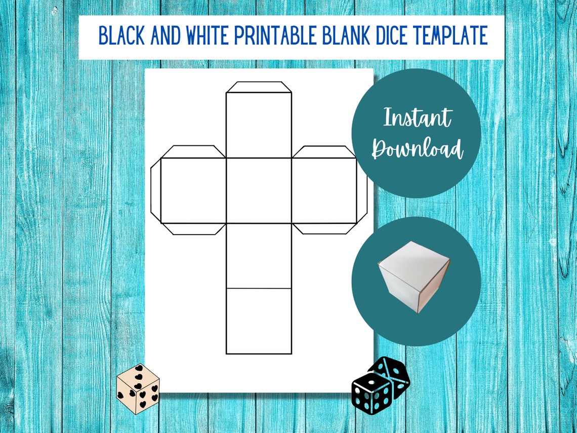Printable Blank Paper Dice Template to Cut Out for Games L Foldable ...