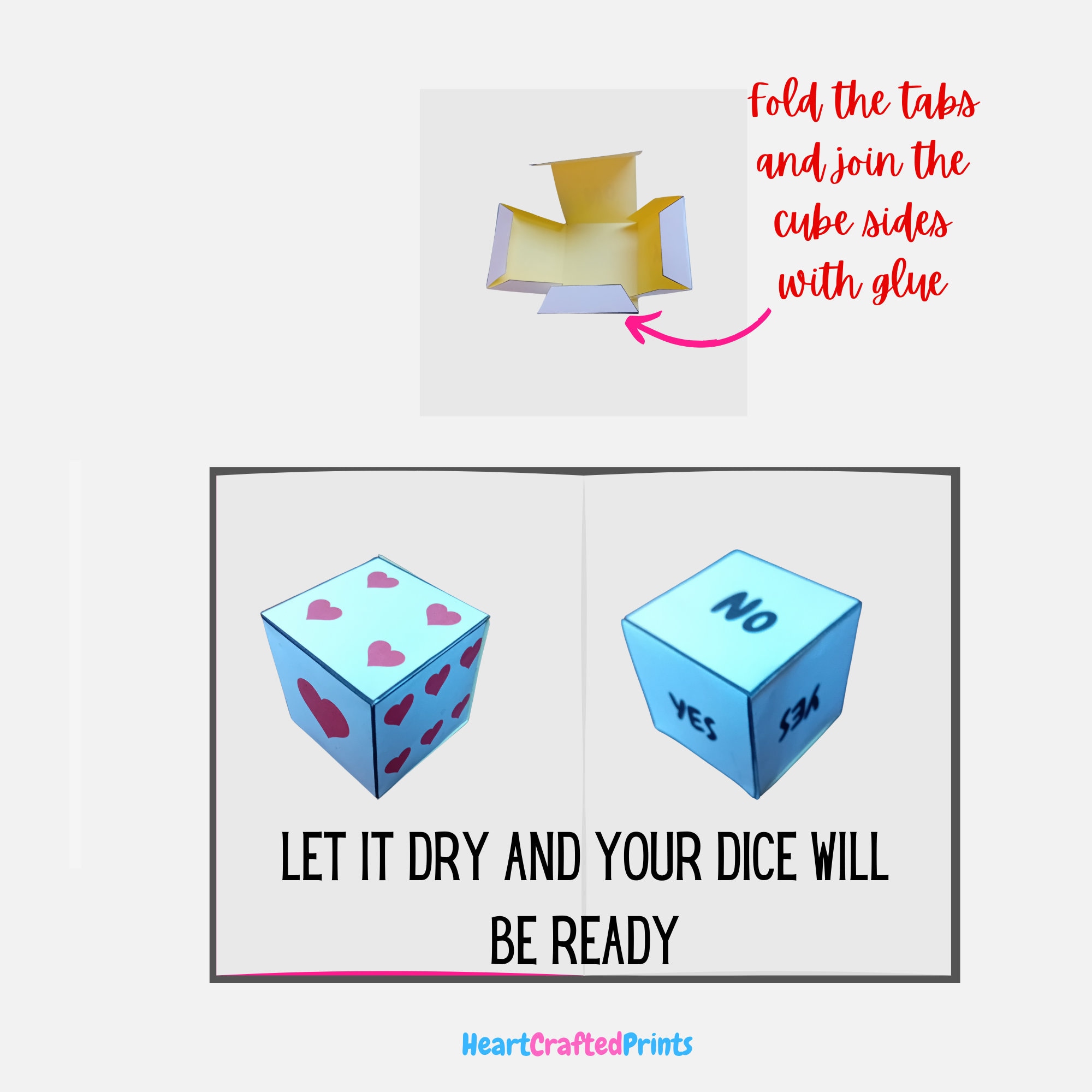 4 Printable Paper Dice Template Bundle, PDF Dice Numbers & Dots, Paper ...