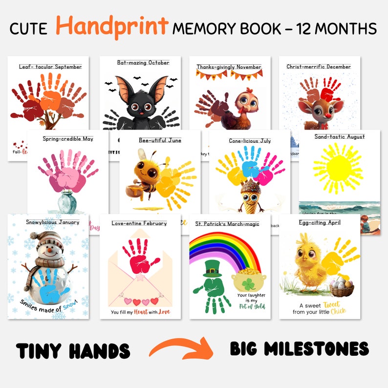 Handprint Memory Book Printable, Handprint Art, Toddler Activity ...