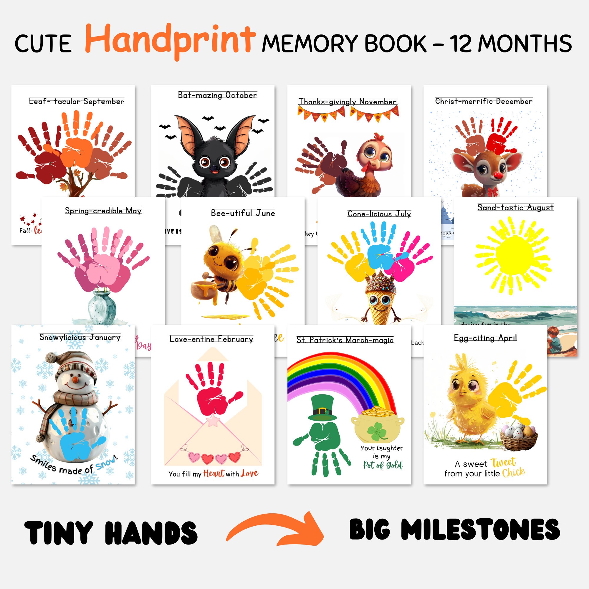 Handprint Memory Book Printable, Handprint Art, Toddler Activity ...