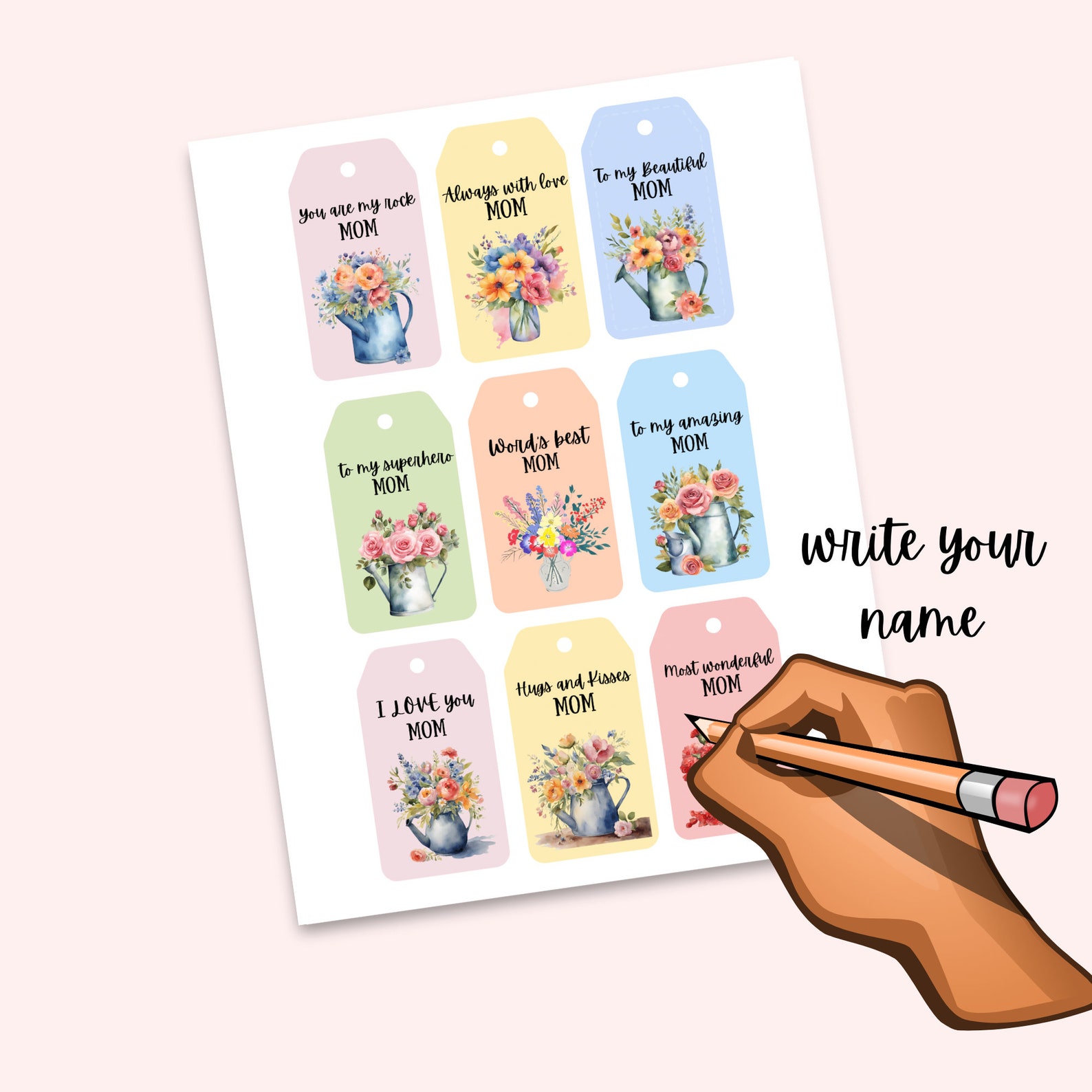 Happy Mother's Day Gift Tag Printable, Cute Mothers Day Gift Tags PDF ...