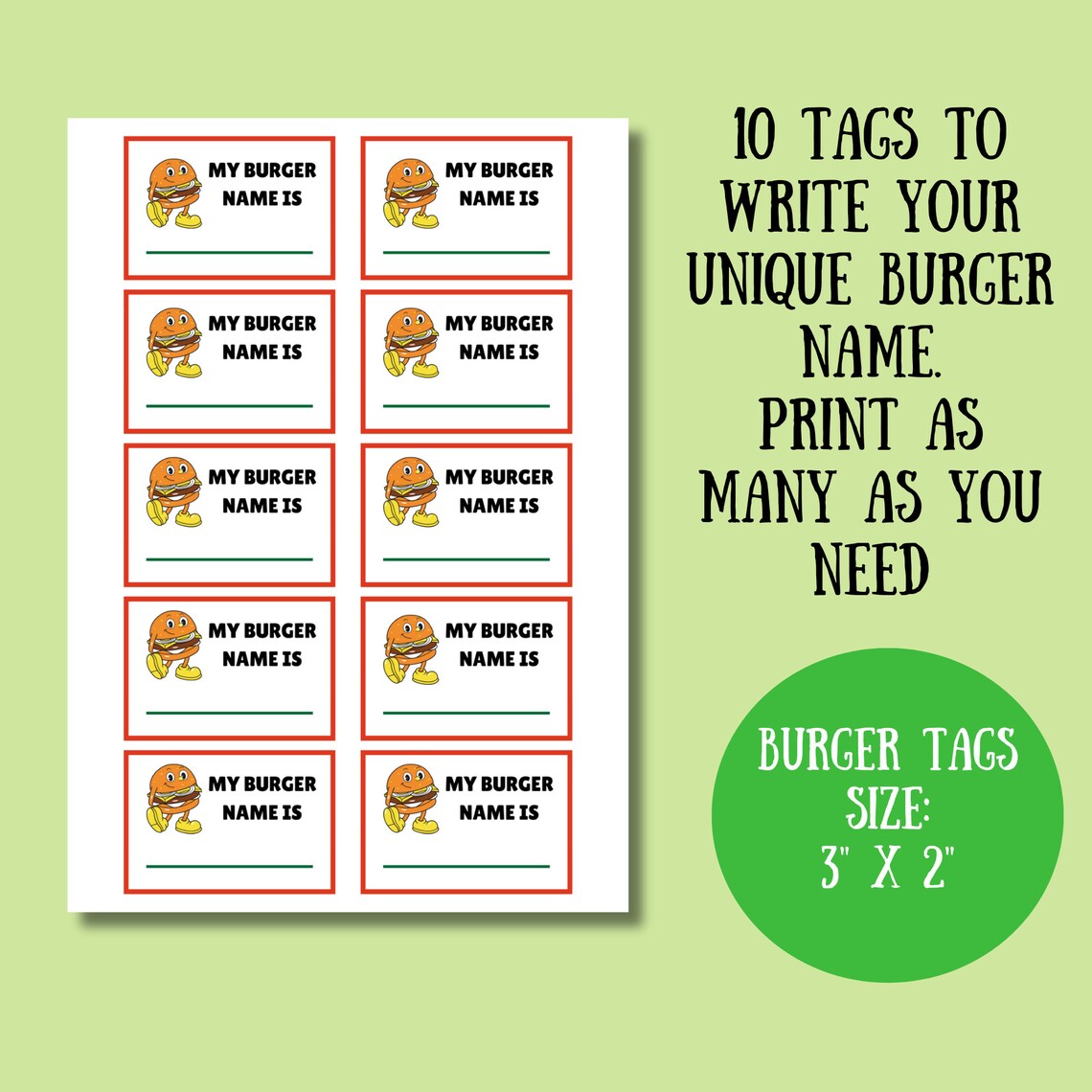 What's My Burger Name Game, Burger Party Game, Printable Burger Games ...