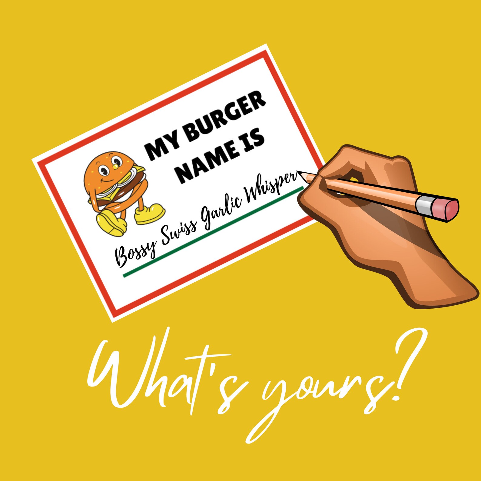 What's My Burger Name Game, Burger Party Game, Printable Burger Games ...