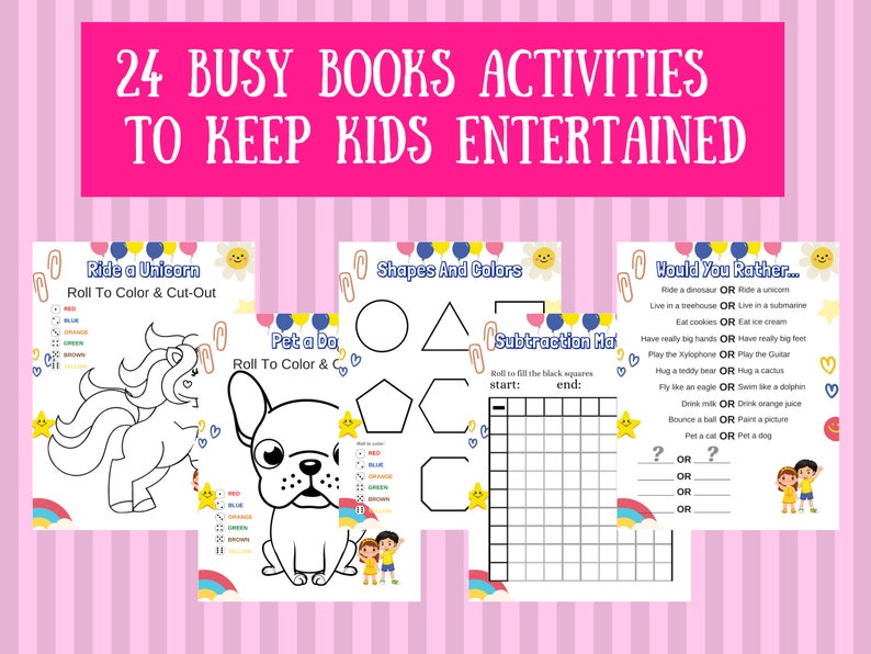 Printable Coloring Pages L Kids Activity Pages Bundle Pack L Todler ...