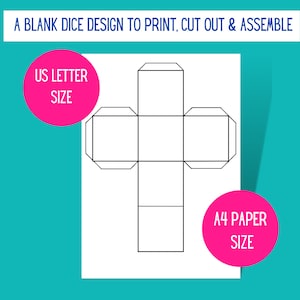Printable Blank Paper Dice Template to Cut Out for Games L Foldable ...