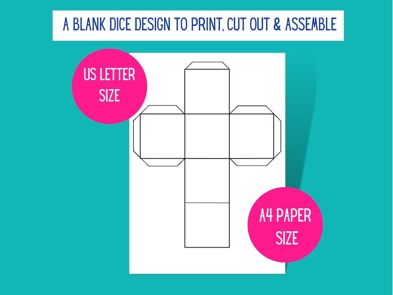 Printable Blank Paper Dice Template to Cut Out for Games L Foldable ...